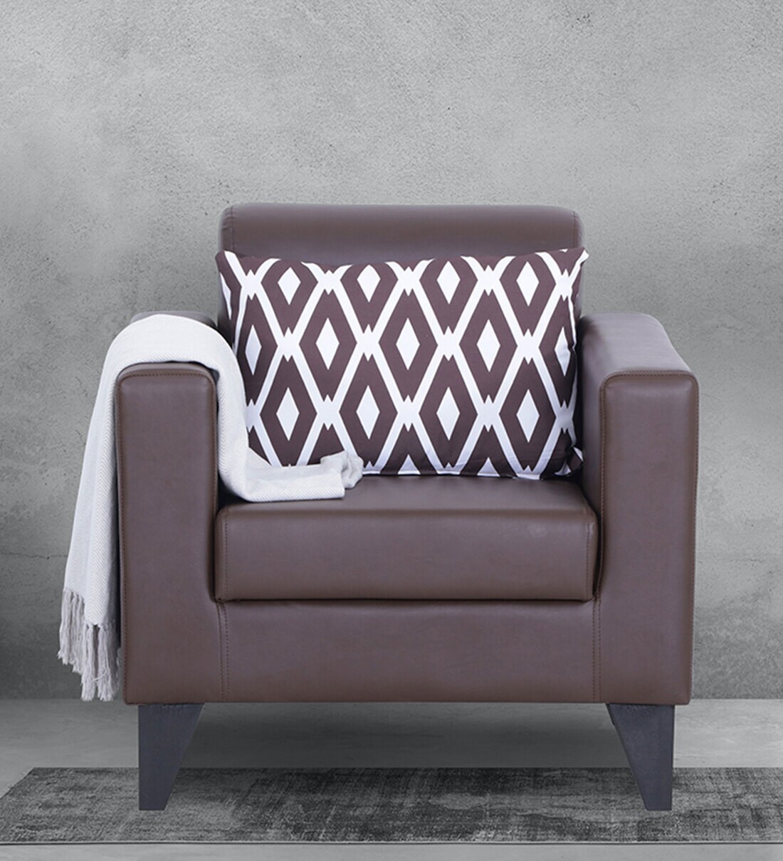 Buy Bladen Leatherette 1 Seater Sofa in Brown Colour by Adorn India ...