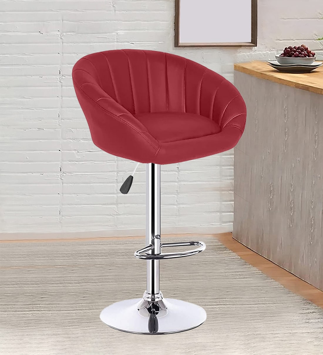 Buy Bleez Leatherette Bar Stool In Maroon Colour With Swivel at 6% OFF ...