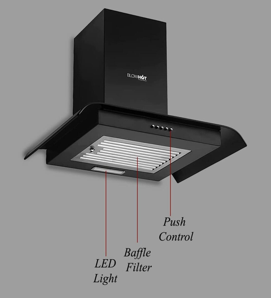 Buy BlowHot 60cm 800m3/h Spectra Chimney (Led Lights, 3 Speed control ...
