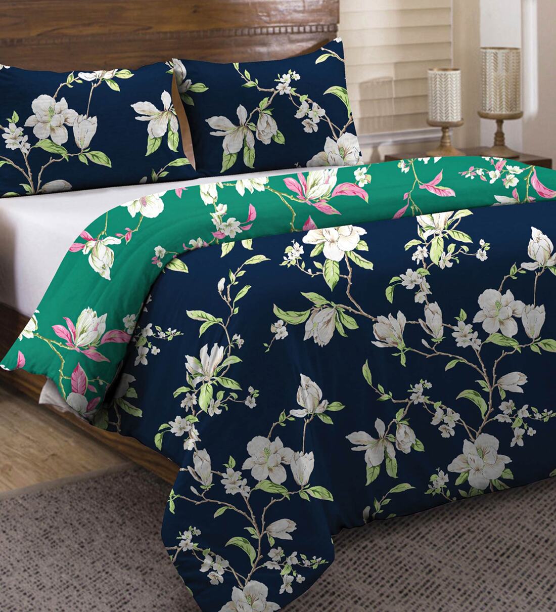 Buy Blue Polyester Double Duvet Covers Folklore Collection at 68% OFF ...