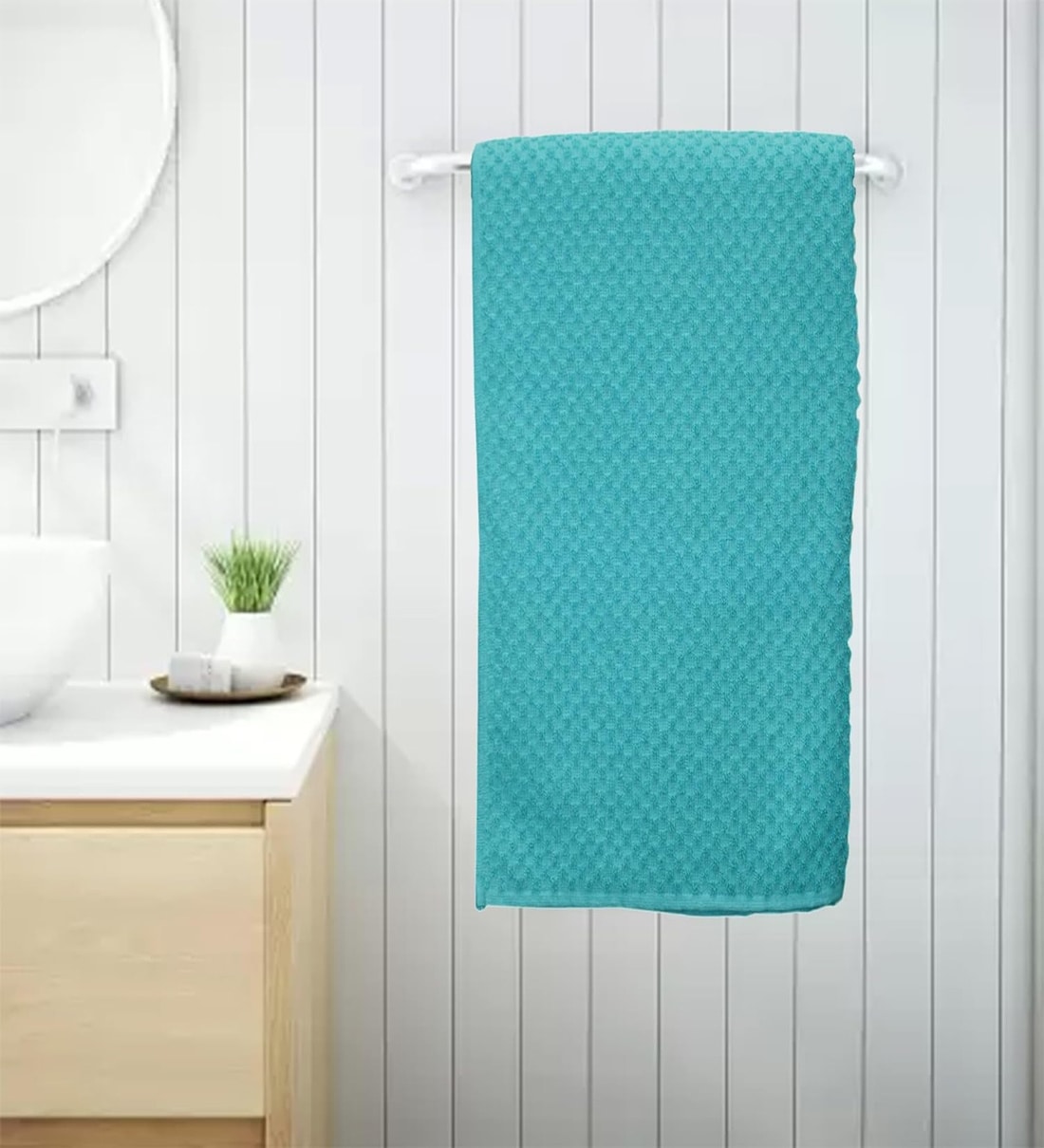 Buy Blue 100% Cotton Pop Corn Terry 335 GSM Bath Towel at 19% OFF by ...
