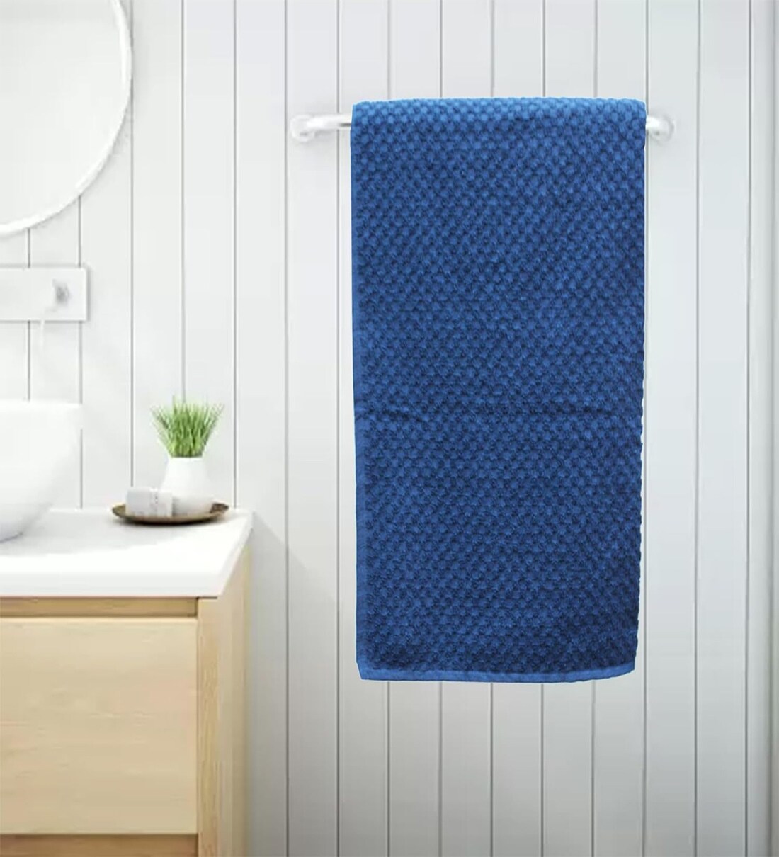 Buy Blue 100% Terry Cotton Popcorn 335 GSM Bath Towel at 19% OFF by ...