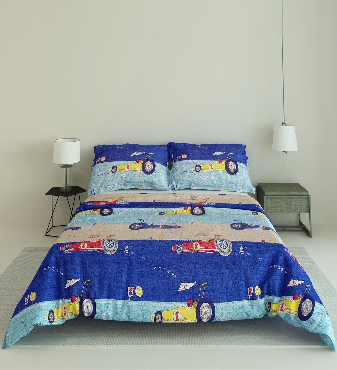 Buy Blue Abstract 140 Tc Cotton Kids Queen Bedsheet With 2 Pillow Covers at 65% OFF by LABHAM ...