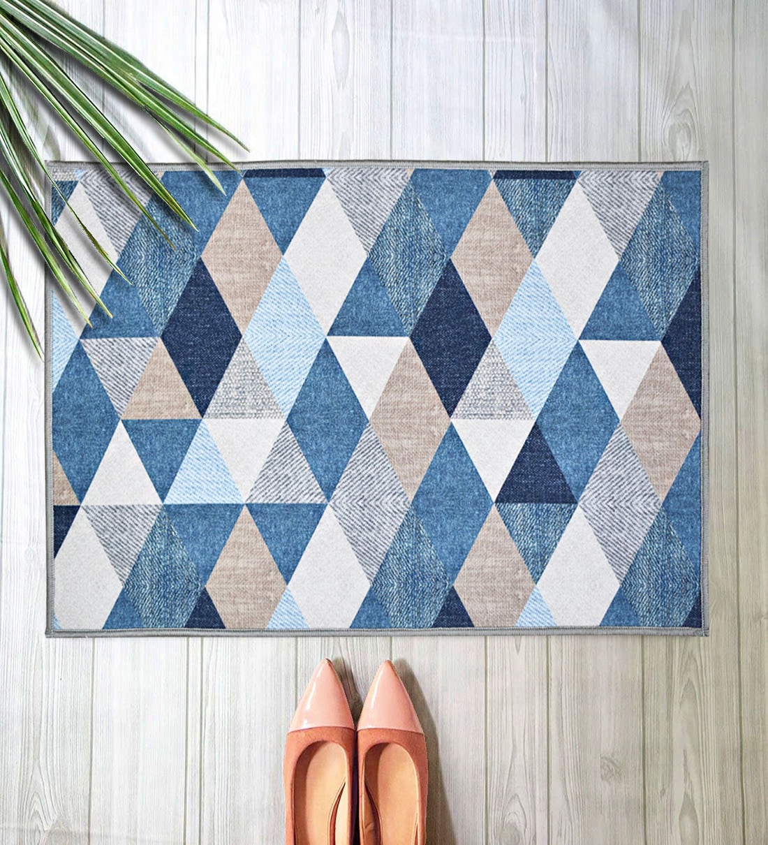 Buy Blue Geometric 24 x 16 Inches Anti Skid Door Mat By aloo U.S ...