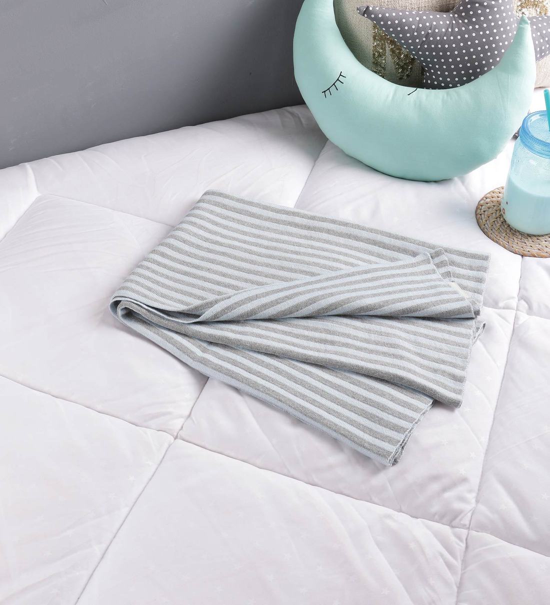 Buy Blue And Grey 100% Cotton 30 X 40 Inch Kids Blanket By Pluchi at ...