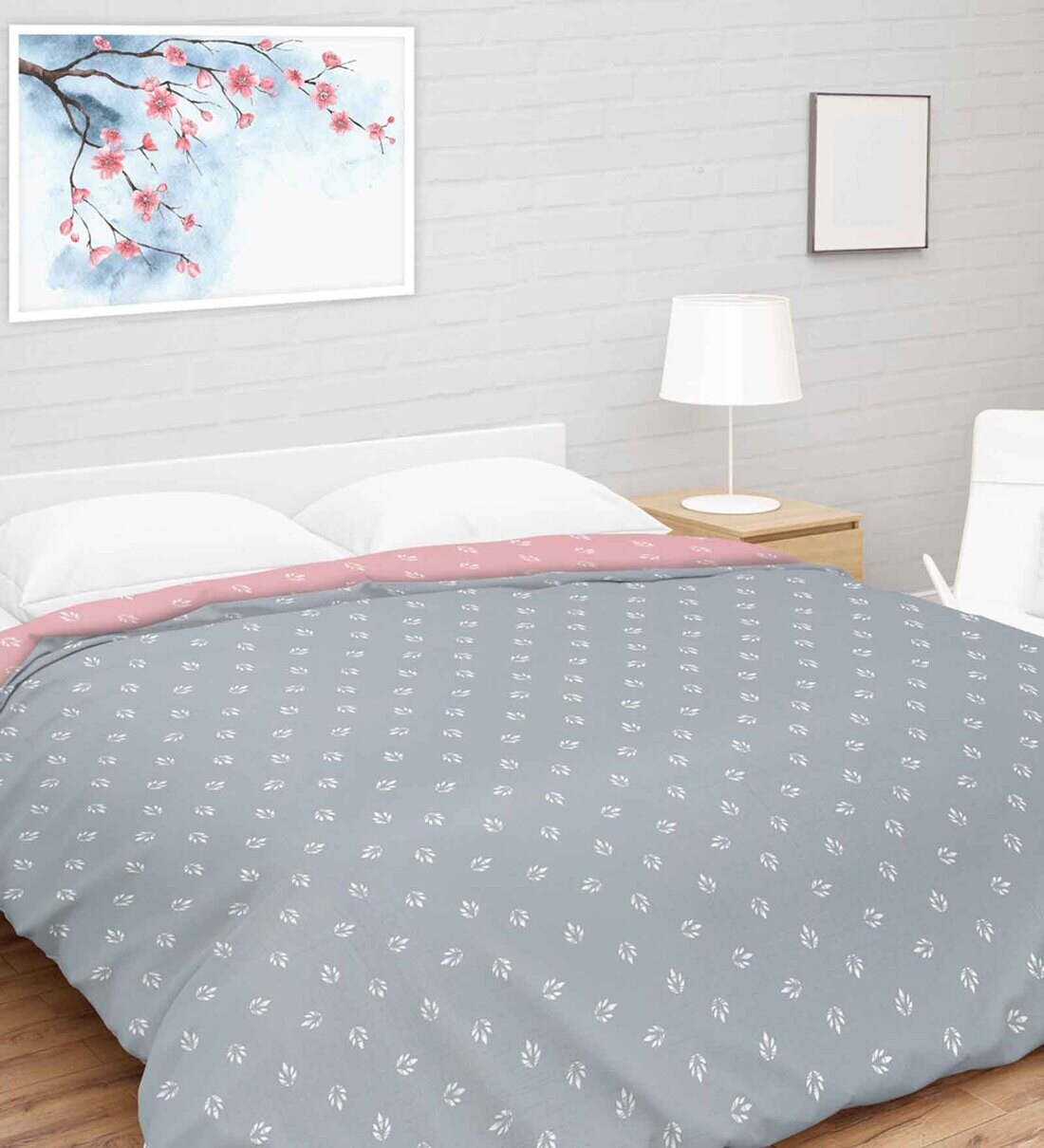 Buy Blue Cotton Abstract 150 GSM Double Reversible Comforter by Mayfair Homes London at 100% OFF ...