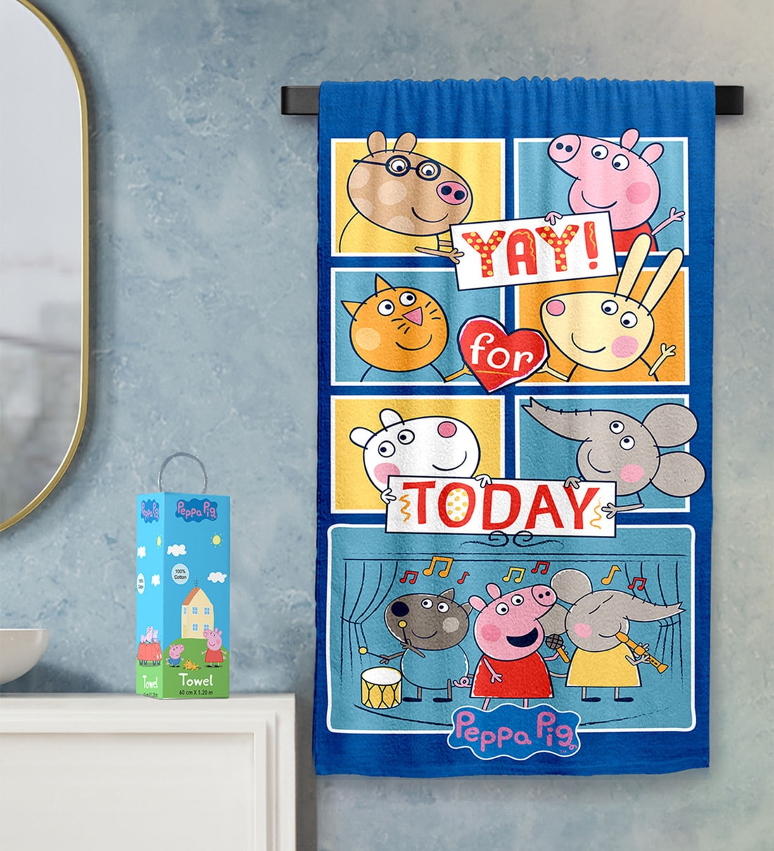 Buy Blue Cotton Peppa Pig 400 GSM Bath Towel (1Pc) at 16% OFF by ...