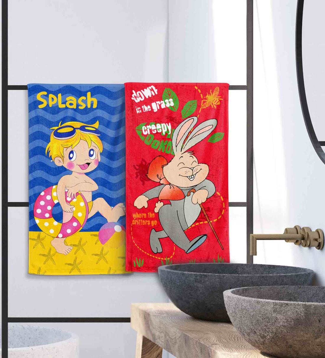 Buy Multicolor Cotton Solid 300 GSM Kids Hand Towel (Set of 2) at 25% ...