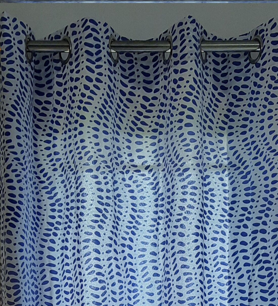 Buy Blue Cotton Geomatric 7ft Semisheer Eyelet 2 Pc Door Curtain by ...