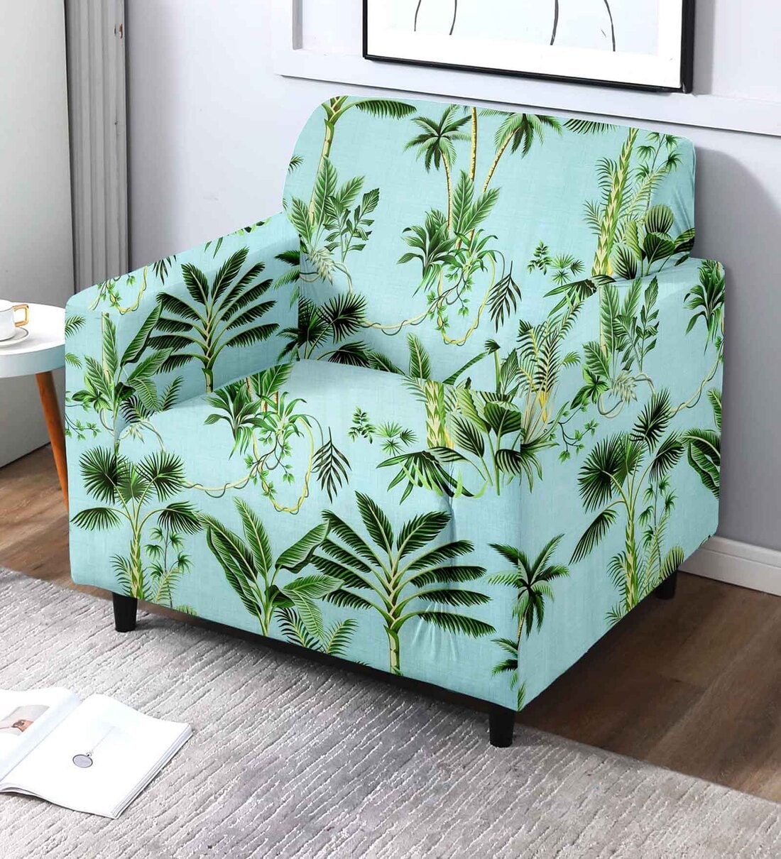 Buy Blue Floral Polyester (1Pc) Seater Sofa Cover at 60% OFF by Cortina ...