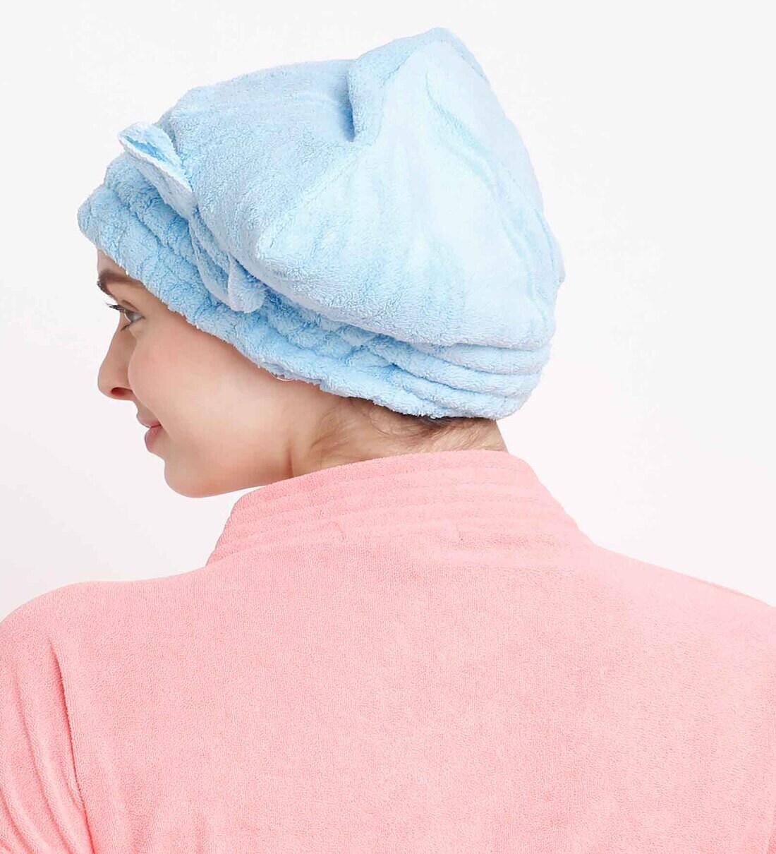 Buy Blue Microfiber Solid 380 GSM Hair Cap Towel (1 Pc) at 71% OFF by ...