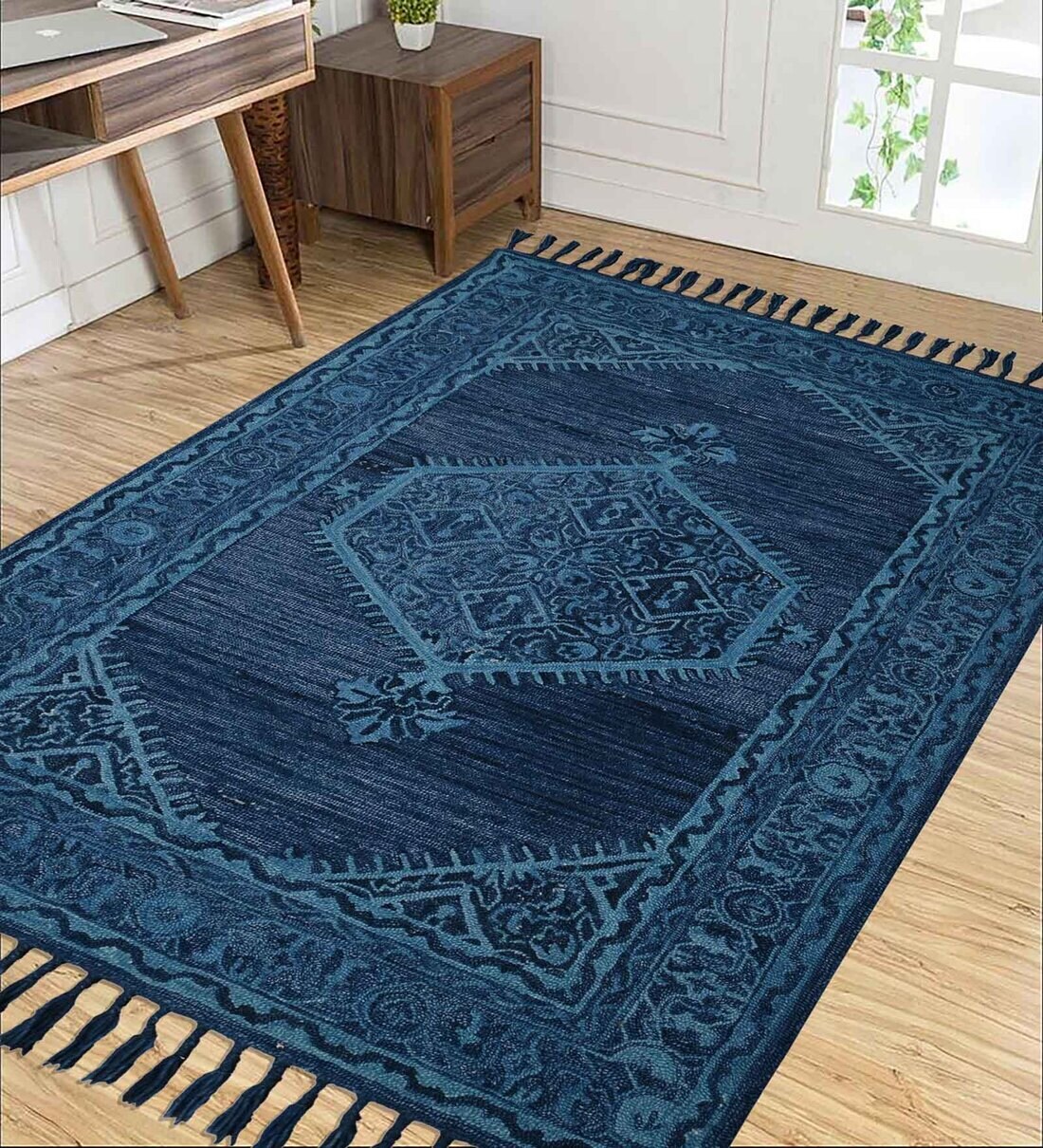 Buy Blue Persian Cotton 5 ft x 8 ft Hand tufted Carpet at 32% OFF by ...