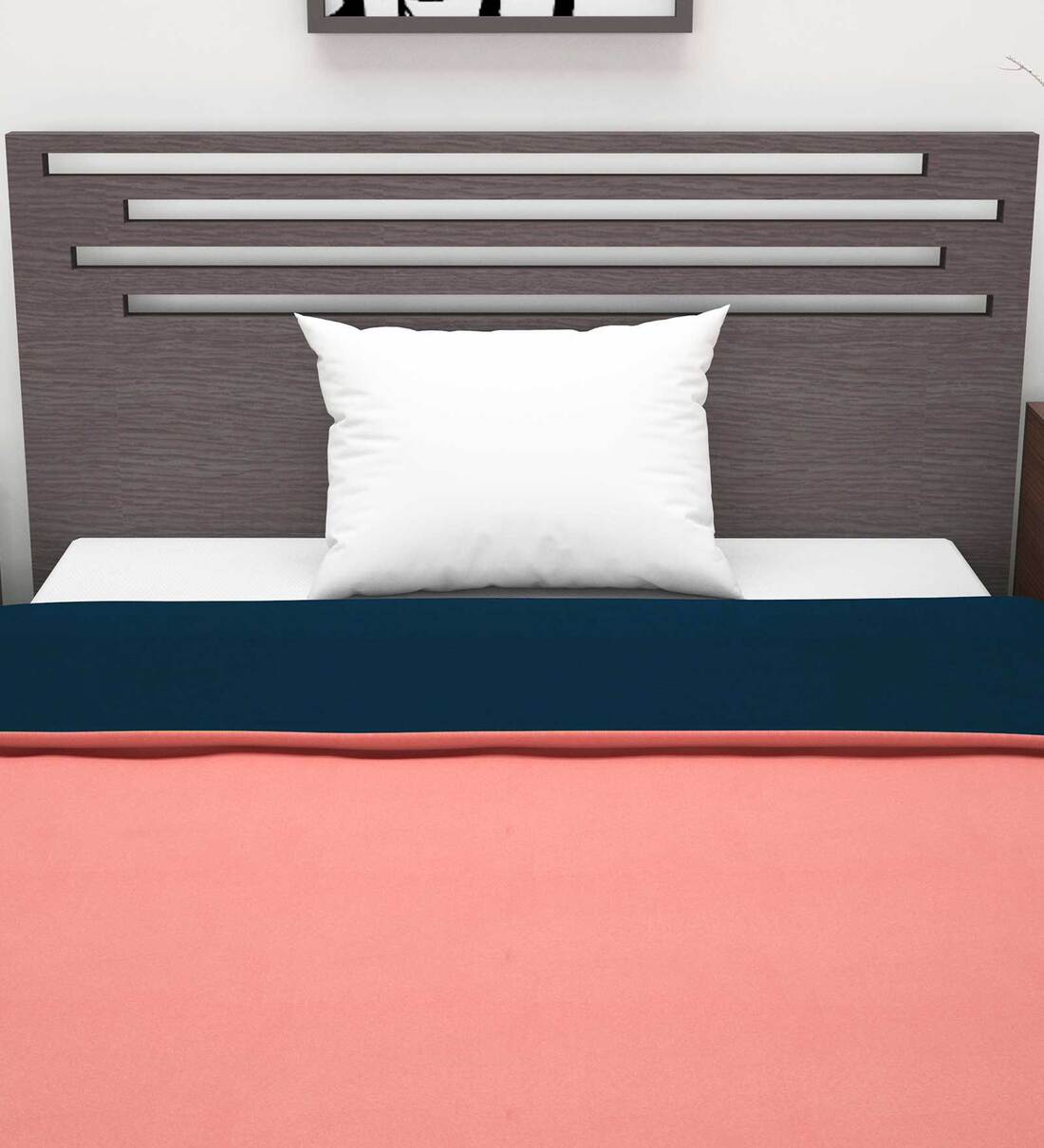 Buy Blue Solid Polyester 120 GSM Single Bed Reversible Dohar by Divine ...