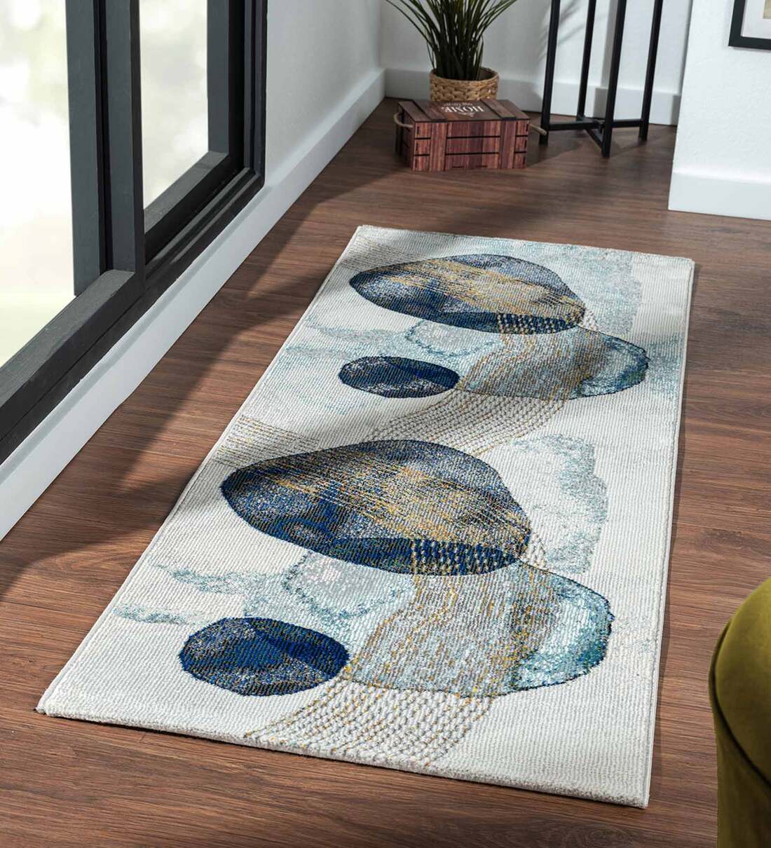 Buy Blue Polypropylene 5 x 2 Feet Machine Bedside Runner By Obsessions ...