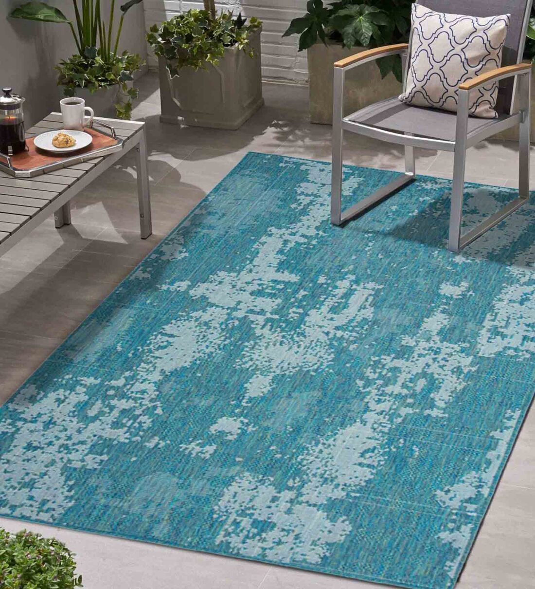 Buy Blue Abstract Polypropylene 8 ft x 10 ft Machine Made Carpet by ...