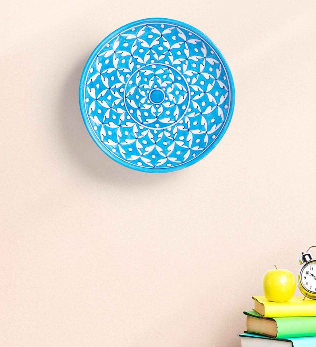 Buy Blue Pottery Phantom Turquoise Floral Design Decorative Wall Plate ...