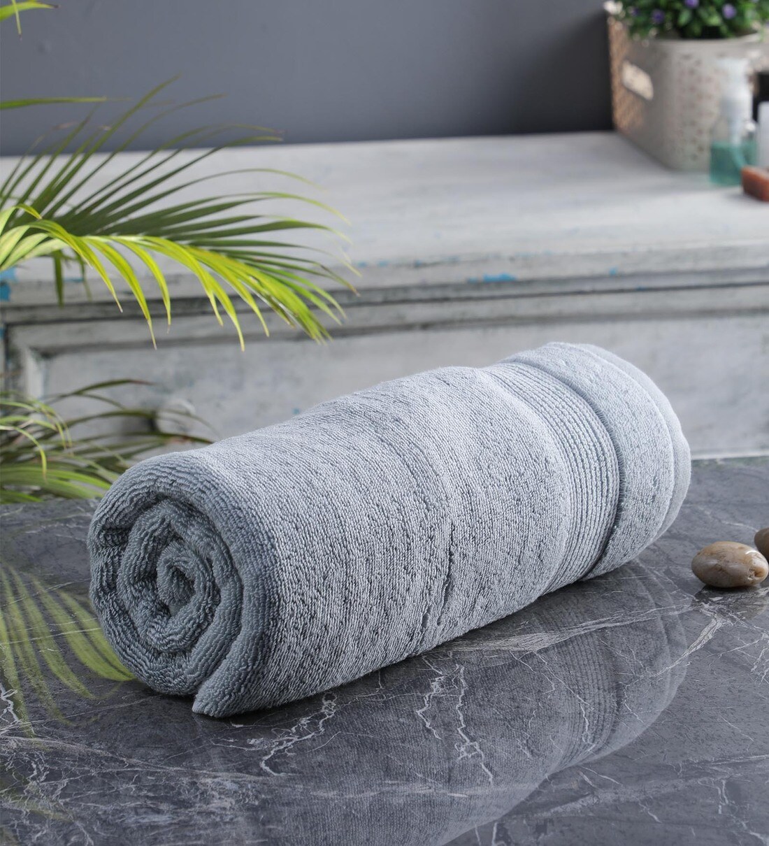 Buy Blue Solid 700 GSM Cotton Bath Towel by Turkish Bath at 31% OFF by ...