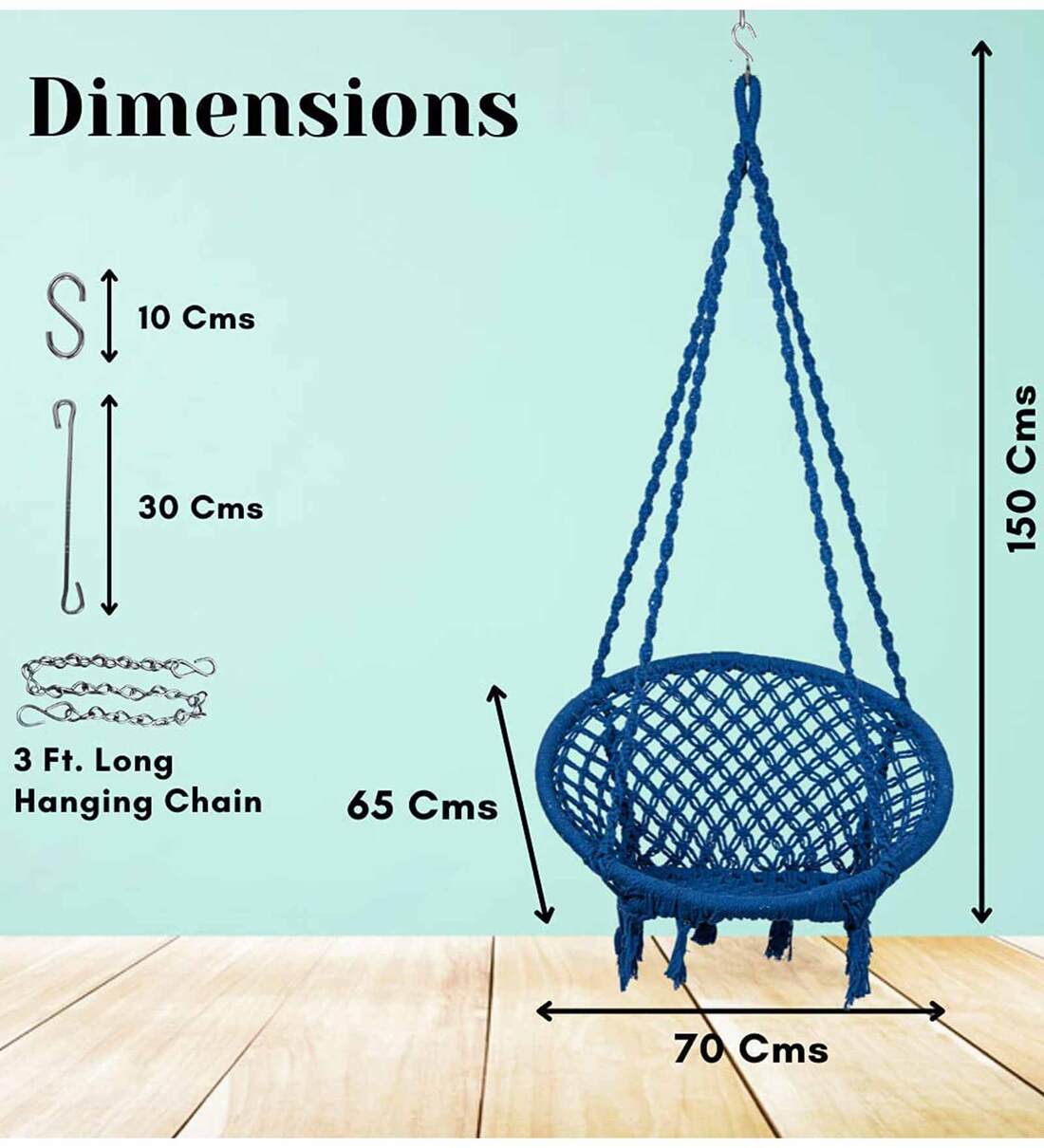 Buy Round Fabric Swing in Blue Colour with chain Online - Swings ...
