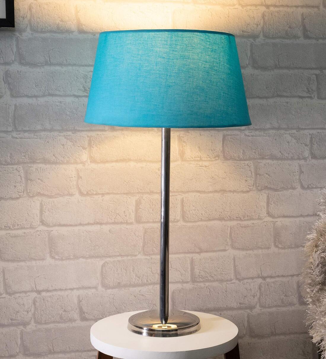 Buy Blue Shade Table Lamp With Stainless Steel Base By Homesake at 62% ...