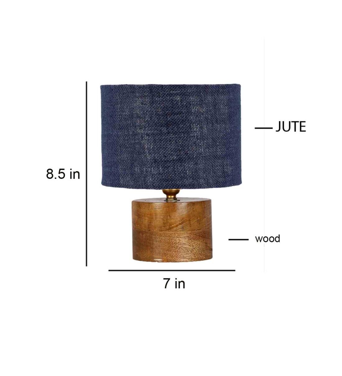 Buy Blue Shade Table Lamp With Wood Base By New Era Online - Wood Night ...
