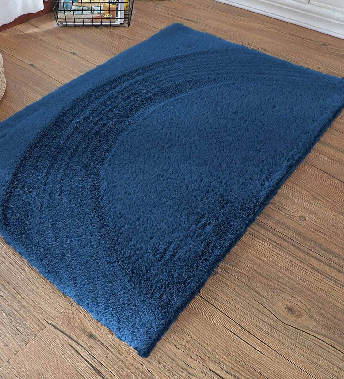 Buy Blue Solid Polyester 36x24 Inches AntiSkid Bath Mat by Luxe Home ...