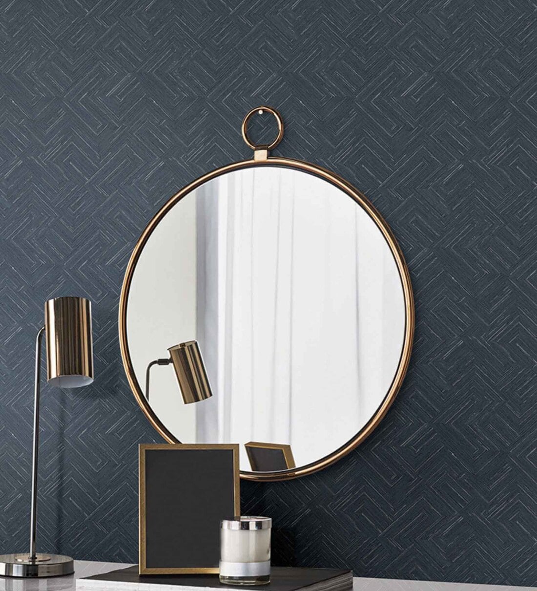 Buy Blue Vinyl & Paper Vintage Interlock Wallpaper at 100% OFF by ...