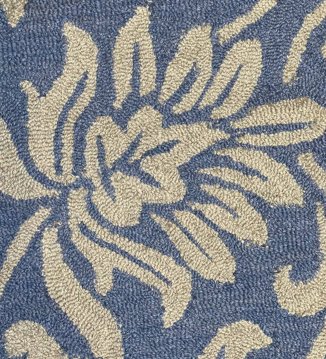 Buy Blue Wool Floral 5 ft x 8 ft Hand Tufted Carpet by QAALEEN Online ...