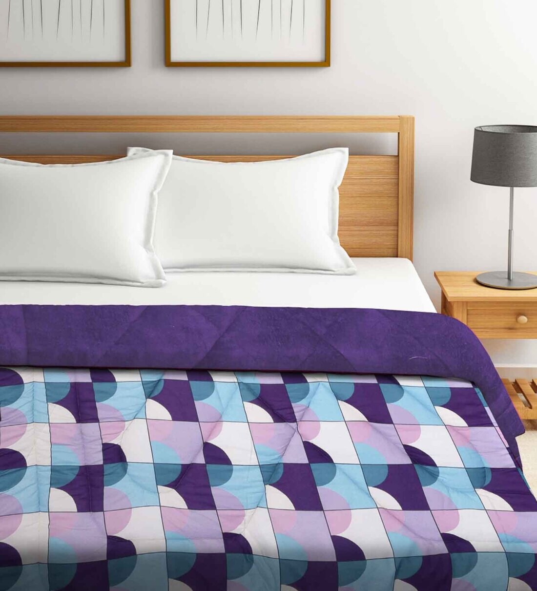 Buy Blue Wool Geometric 1000 GSM Double Bed Quilt by Klotthe Online ...