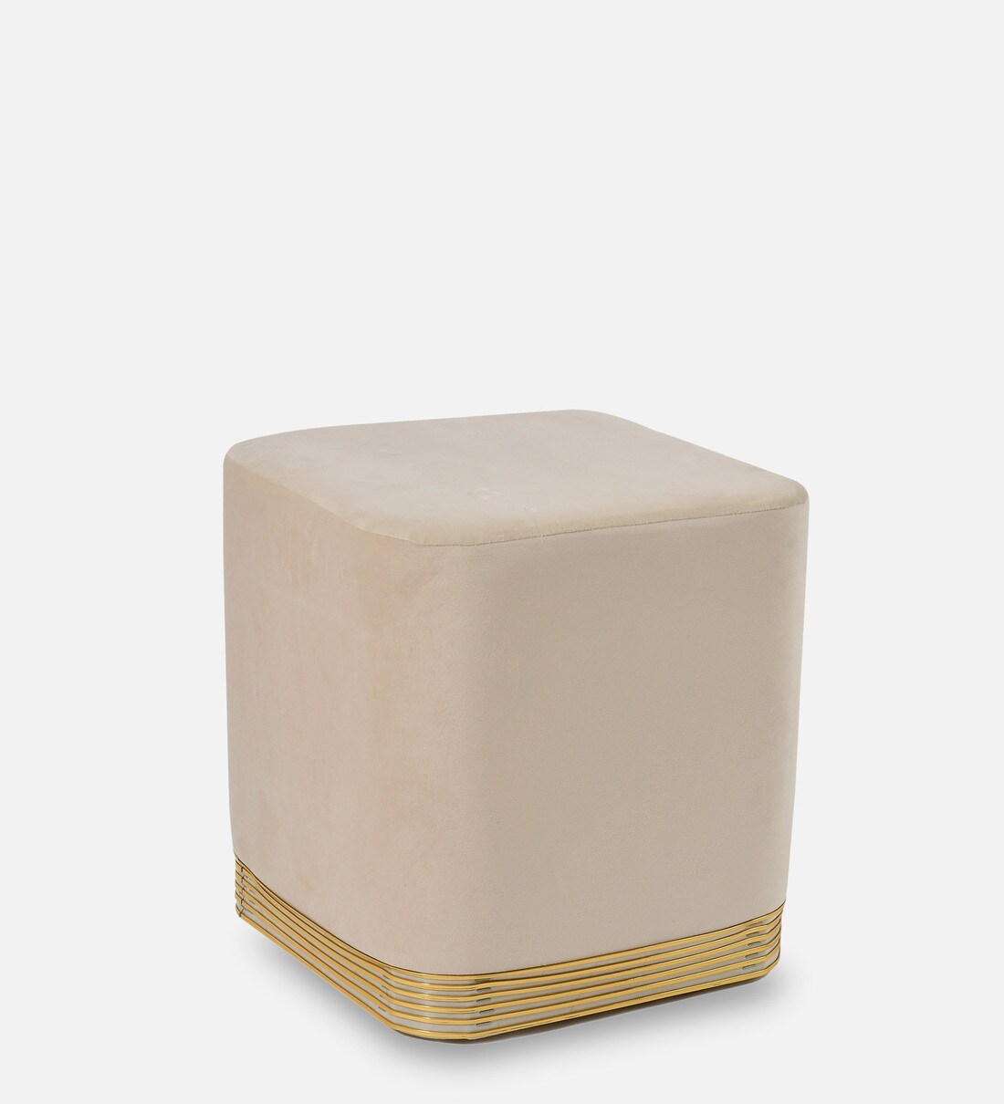 Buy Blueberry Fabric Pouffe in Cream Colour by Riance Creations Online ...