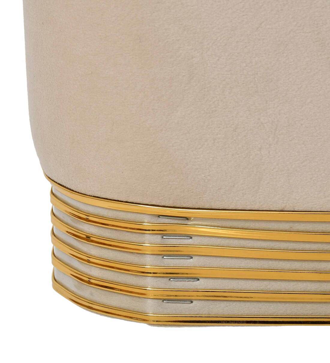 Buy Blueberry Fabric Pouffe in Cream Colour by Riance Creations Online ...