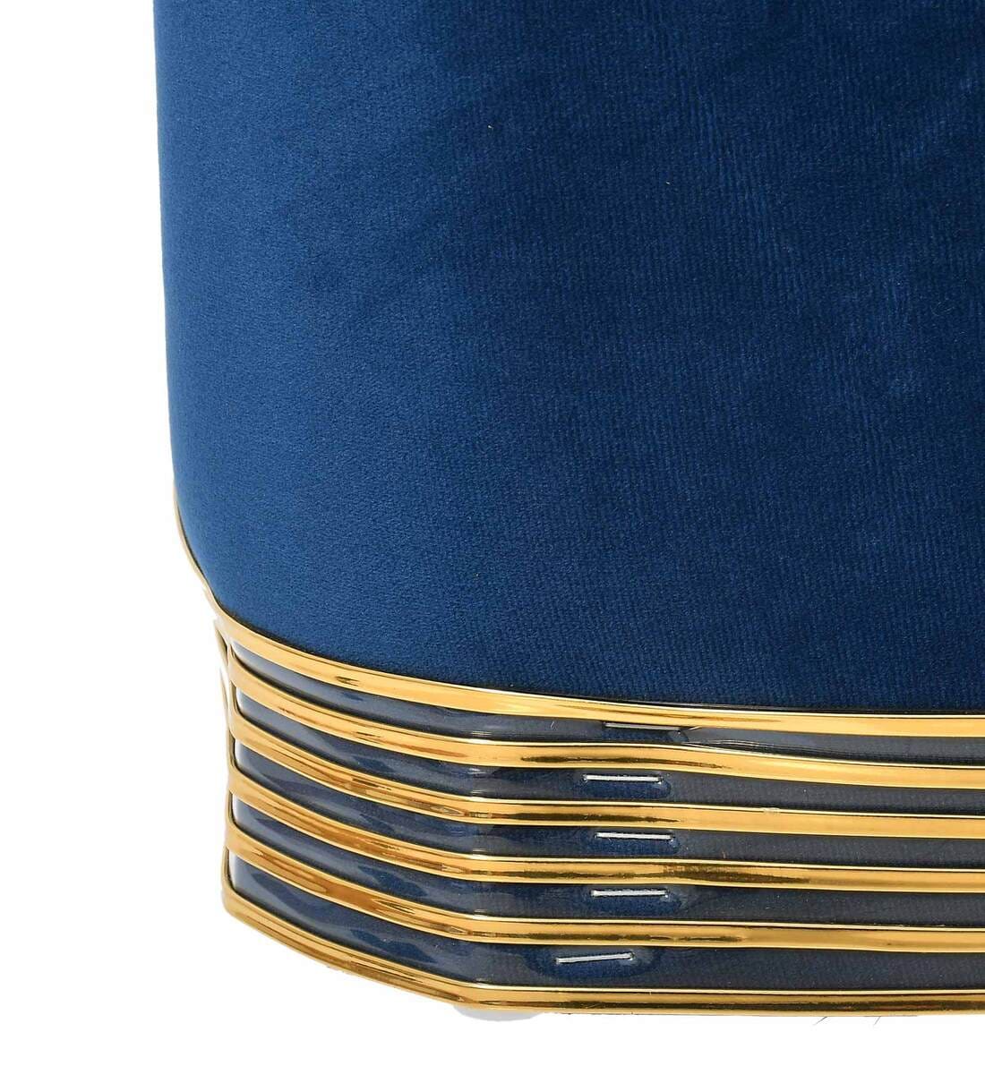 Buy Blueberry Fabric Pouffe in Navy Blue Colour by Riance Creations ...