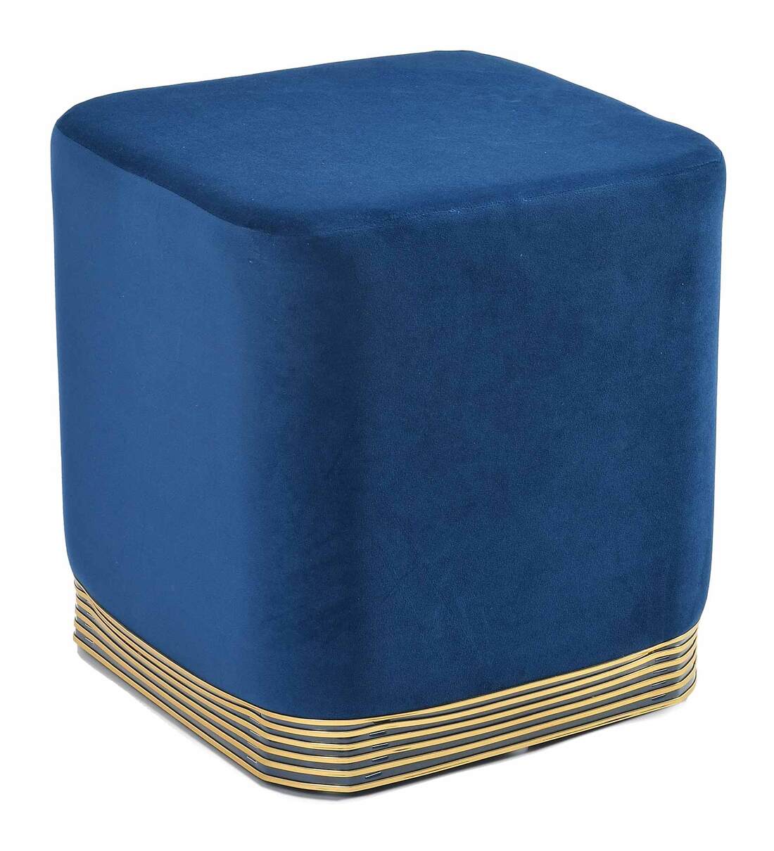 Buy Blueberry Fabric Pouffe in Navy Blue Colour by Riance Creations ...