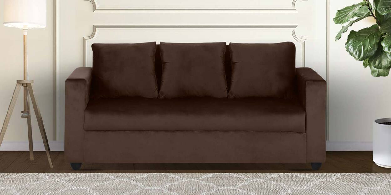 Buy Bliss Velvet 3 Seater Sofa In Brown Colour at 30% OFF by Trevi ...