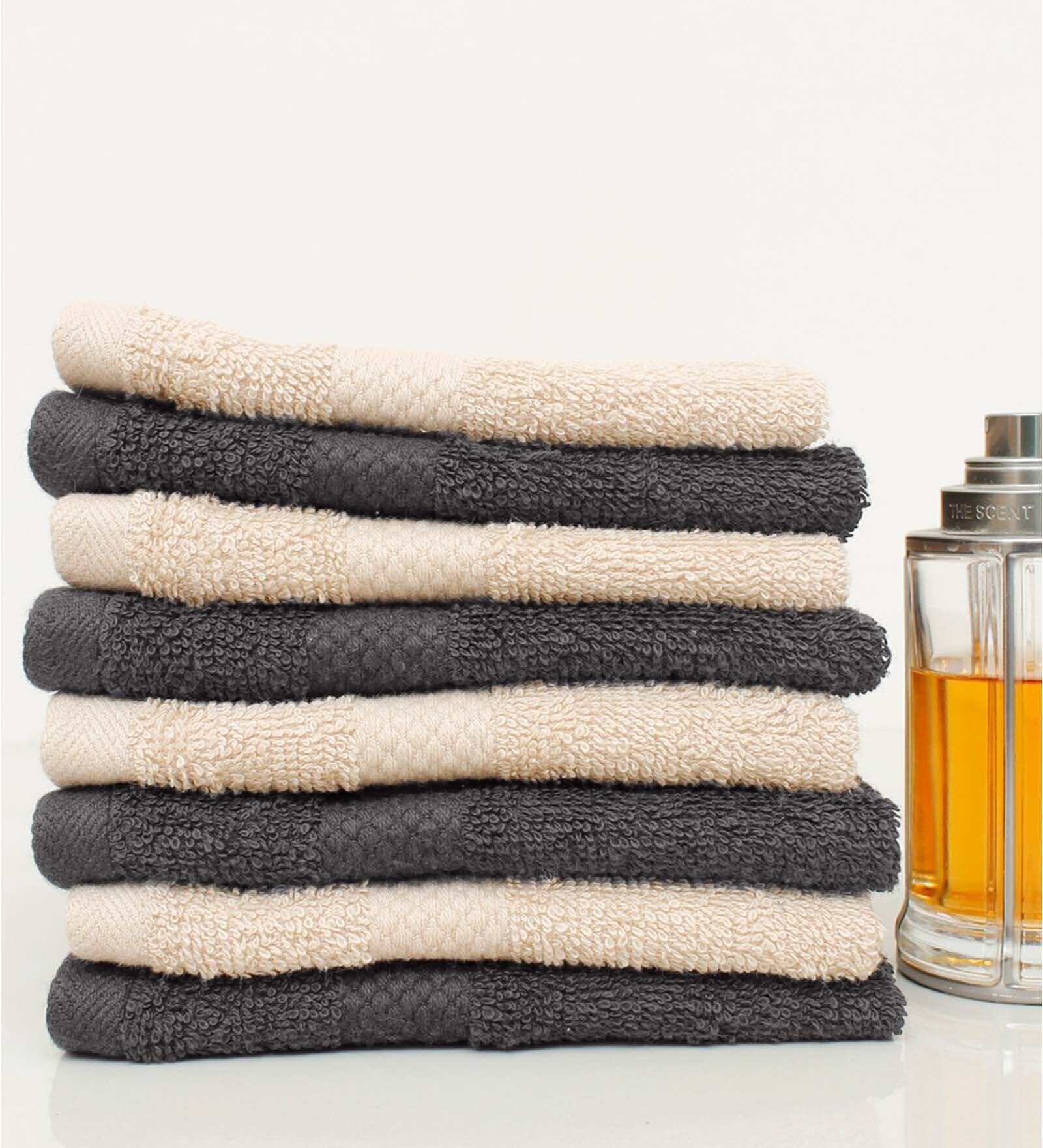 Buy Multicolor Solid 500 GSM 100% Cotton Face Towels (Set of 8) by AVI ...