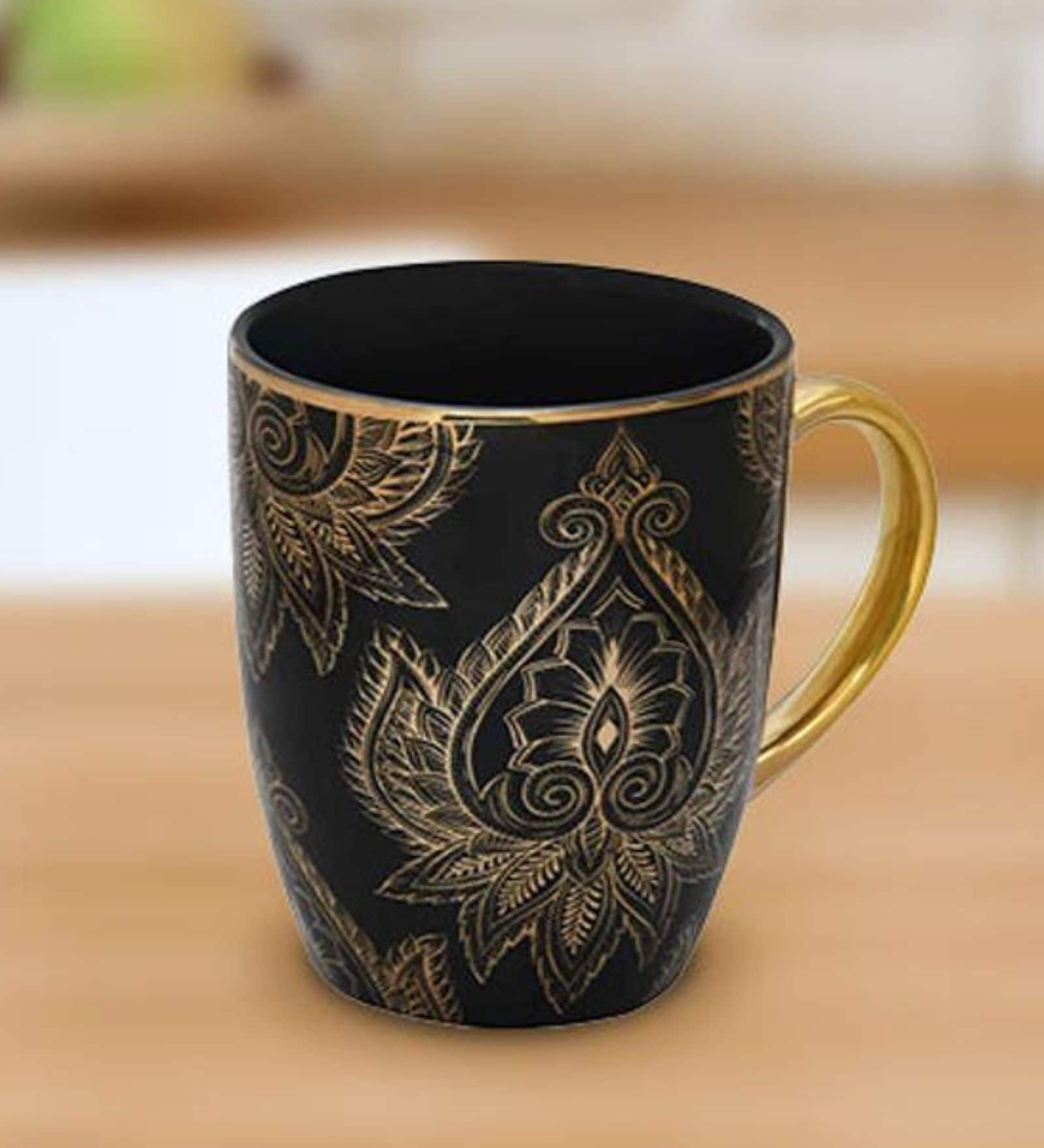 Buy Black & Gold 340 Ml Ceramic Coffee Mugs at 5% OFF by @home | Pepperfry