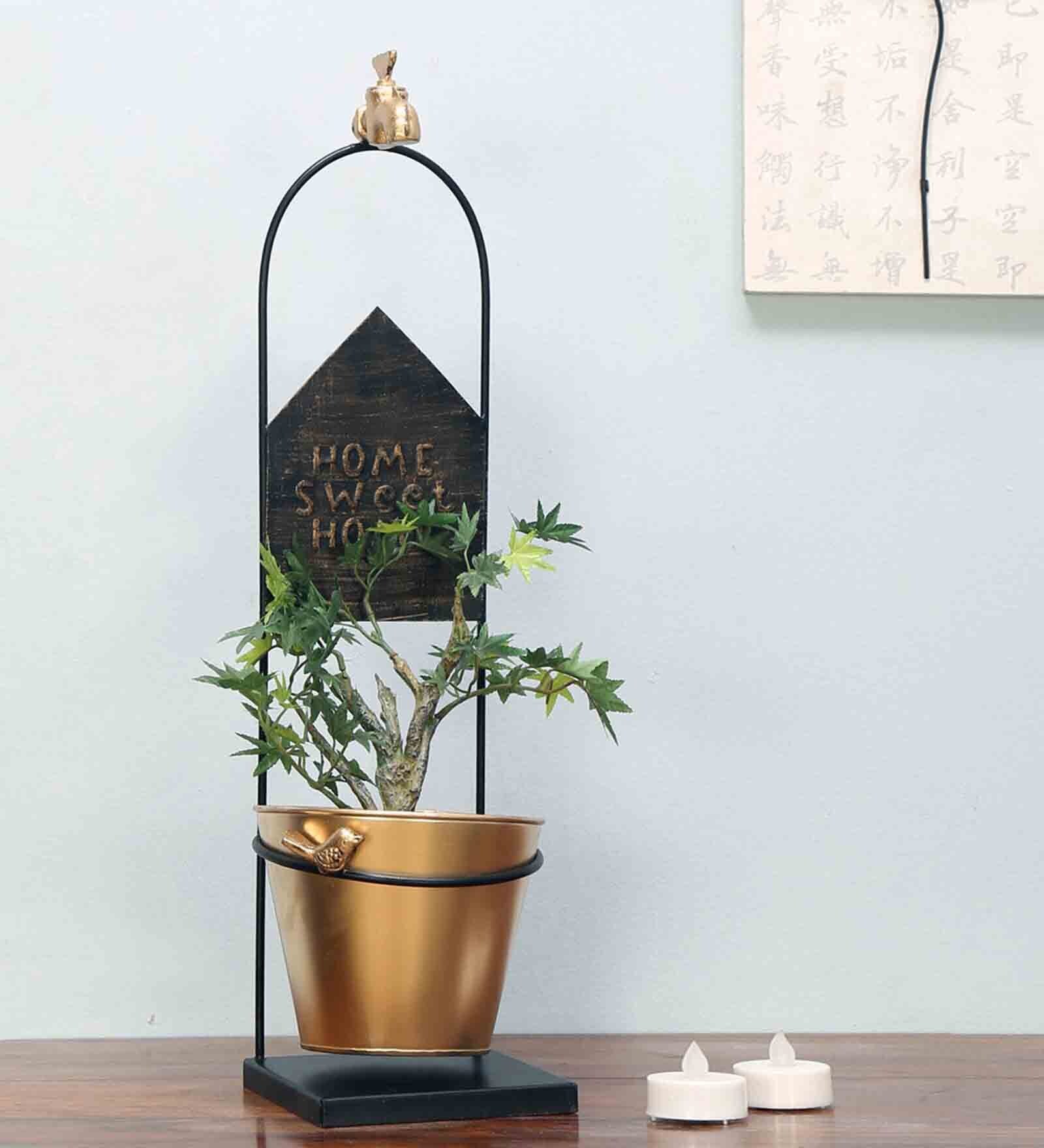 Buy Black & Gold Metal Water Tap Planter at 38% OFF by @home | Pepperfry