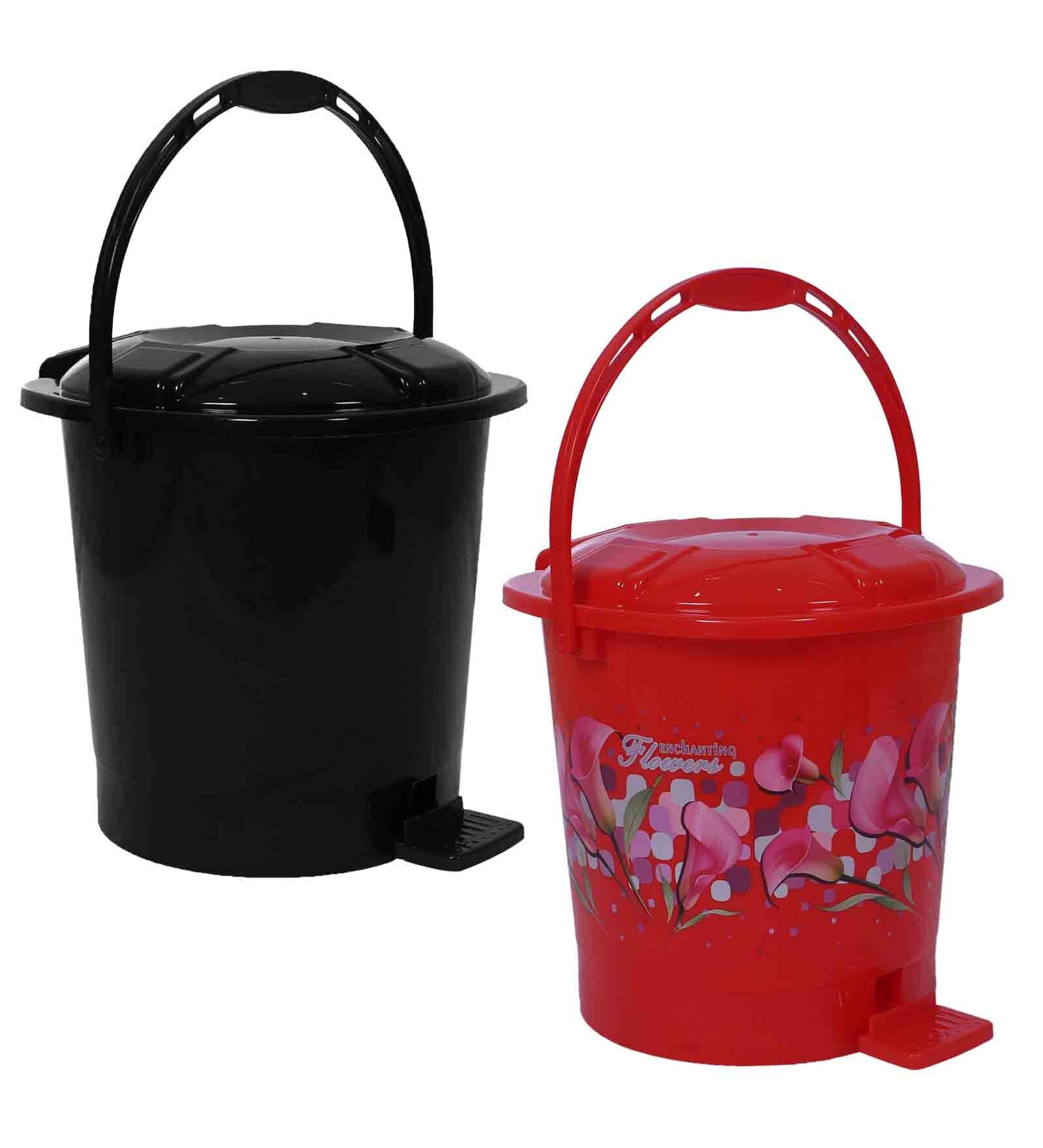 Buy Black & Red Plastic 7 L Pedal & Push 2 Pc Dustbin at 59% OFF by ...