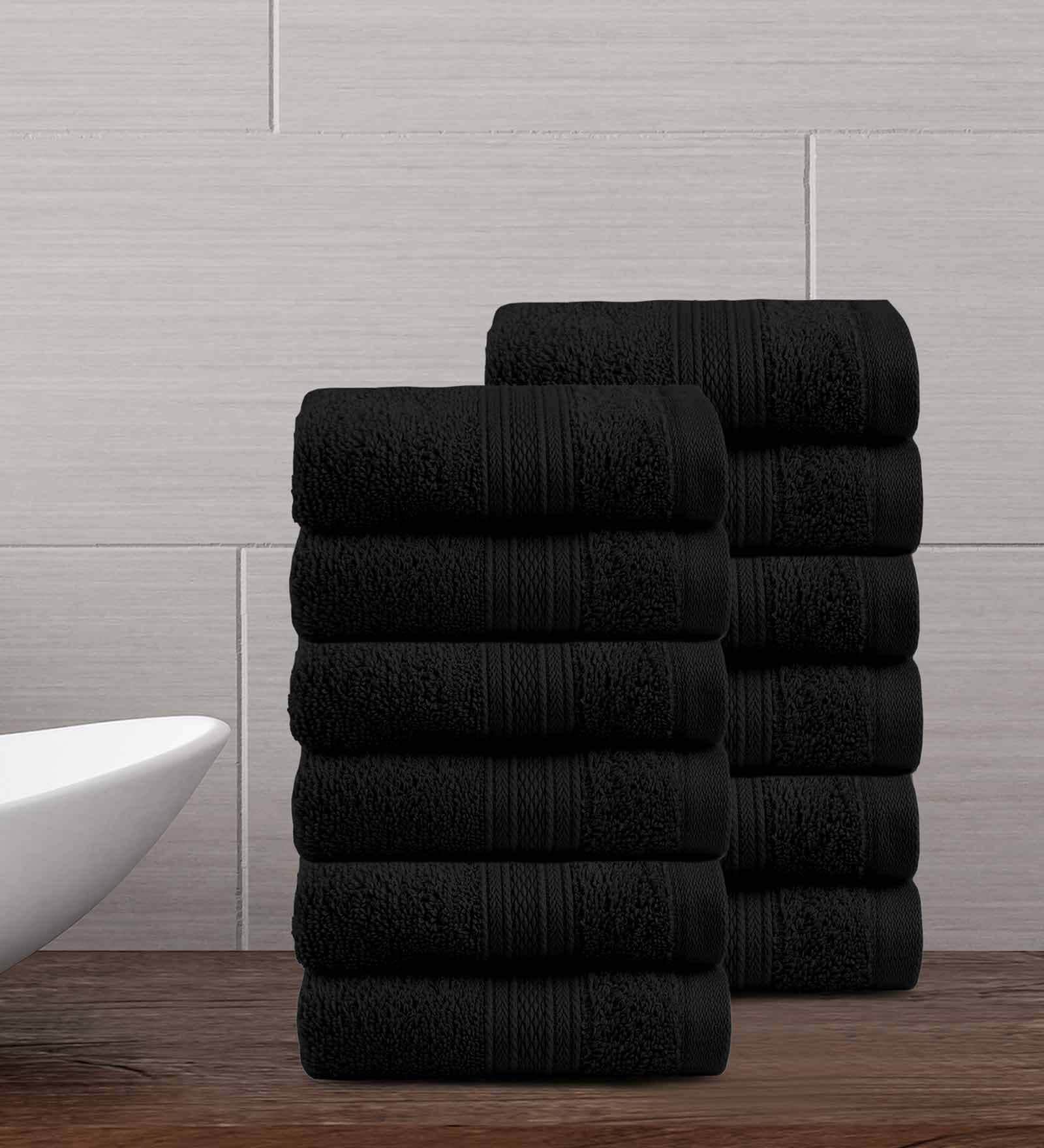 Buy Black Solid 500 GSM Cotton Face Towels (Set of 12) by Trident at 38 ...