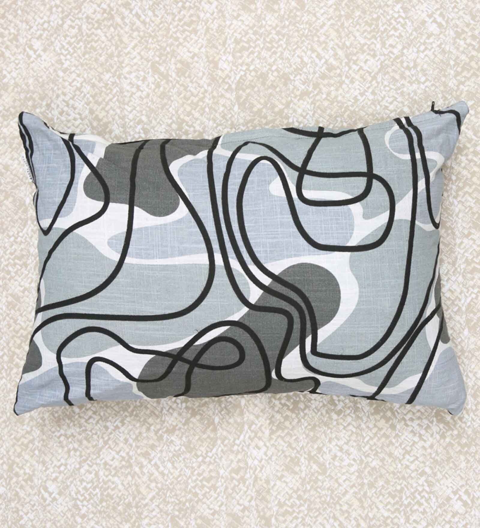 Buy Black Abstract Cotton 24 x 16 Inches Cushion Covers by Weave Abode ...