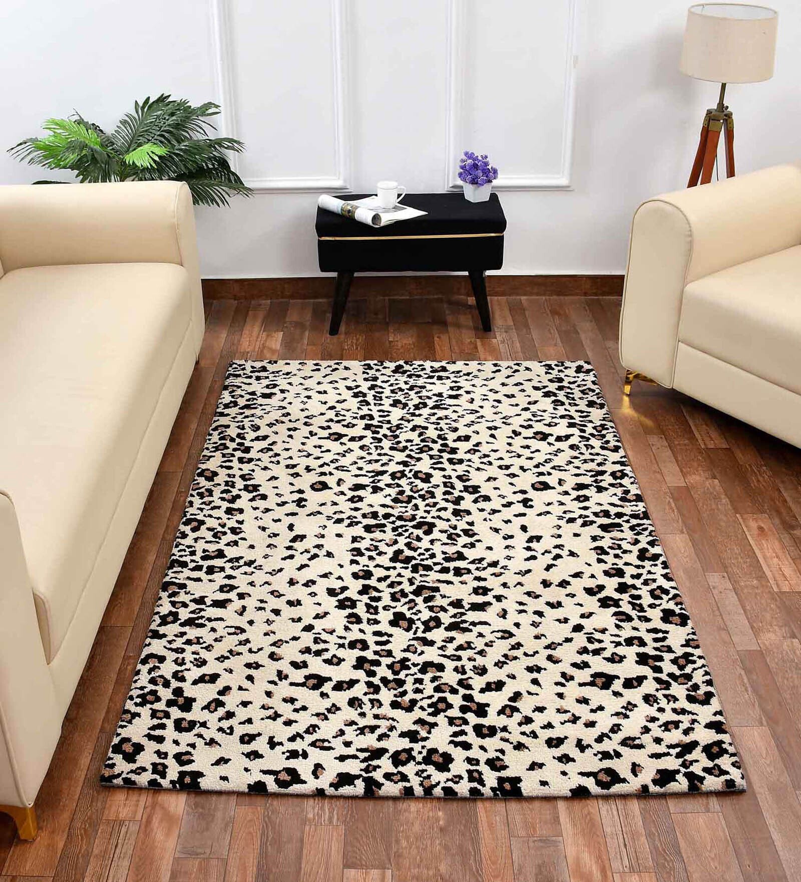Buy Black Abstract Polyester 5 x 7 Feet Machine Made Carpet at 40% OFF ...