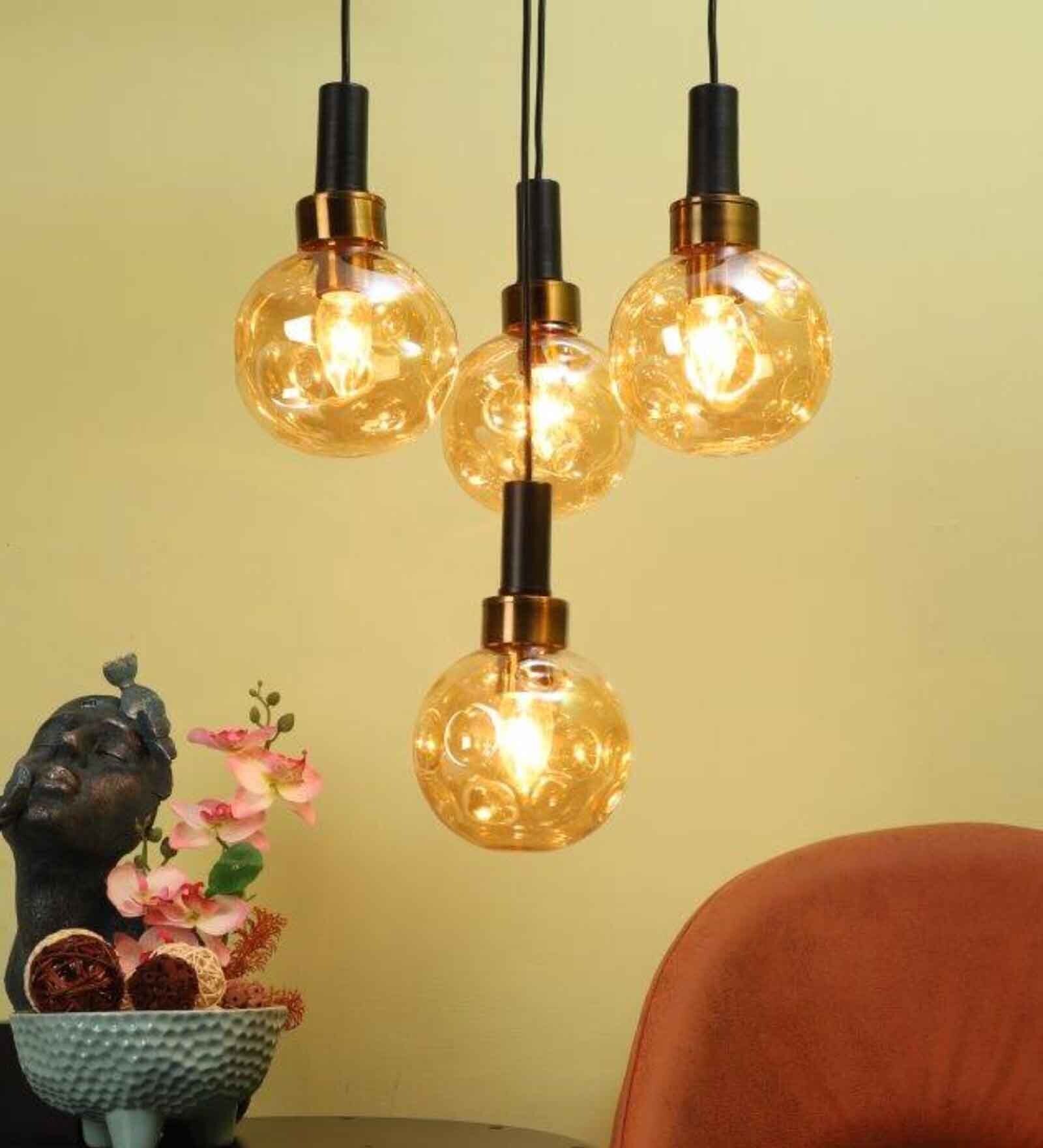 Buy Black And Gold Iron Hanging Lights By Eliante By Jainsons Lights at ...
