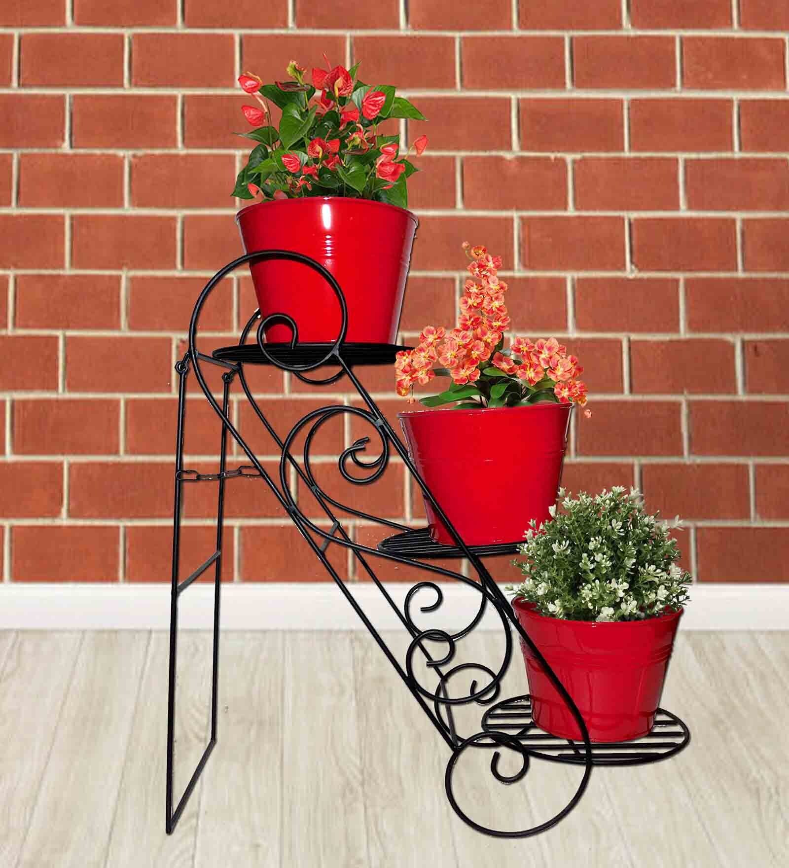 Buy Black and Red Iron 3 Tier Planter Stand at 33% OFF by GIG ...