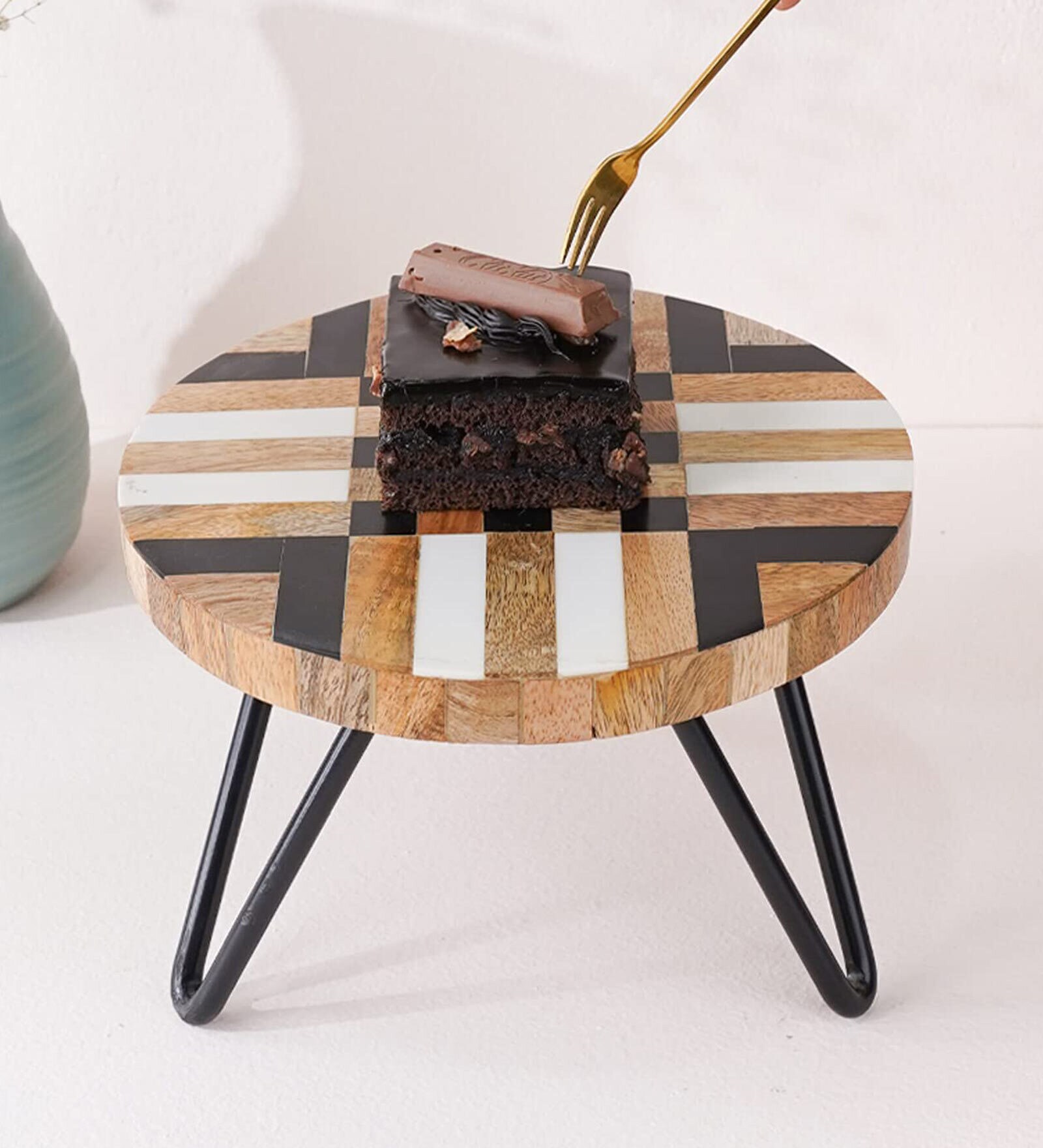 Buy Checkerboard Brown & Black MDF & Metal Cake Stand at 41% OFF by ...