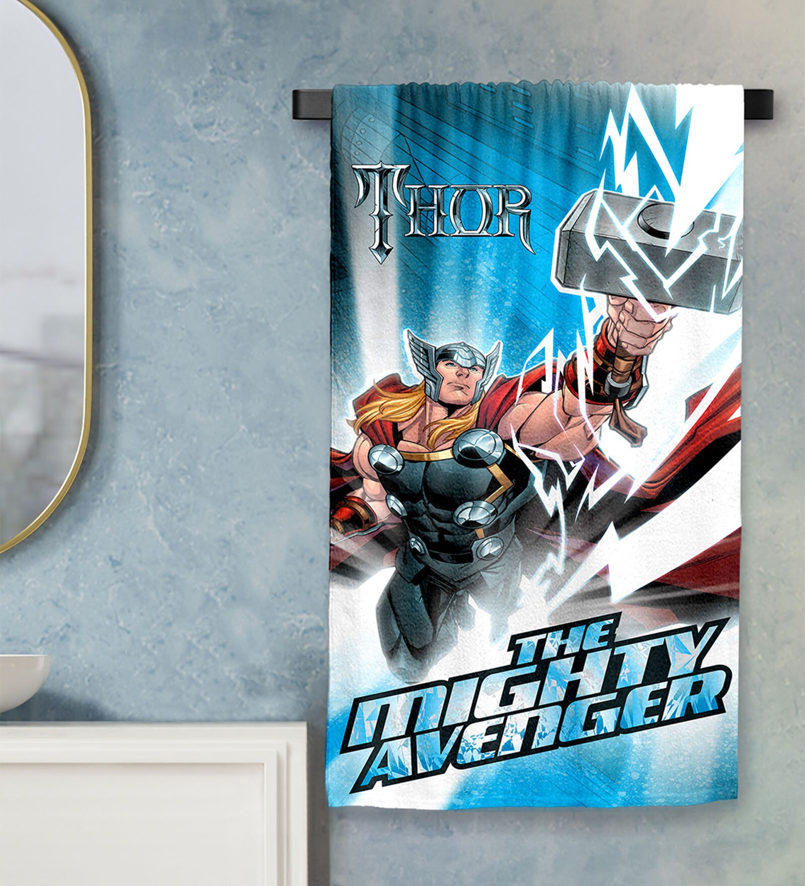 Buy Black Cotton Marvel Thor 400 GSM Bath Towel (1Pc) at 25% OFF by ...