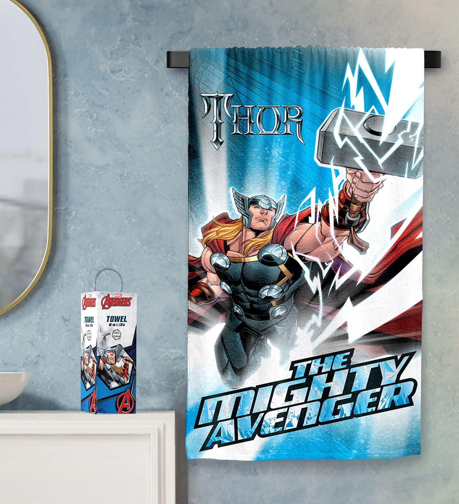 Buy Black Cotton Marvel Thor 400 GSM Bath Towel (1Pc) at 25% OFF by ...