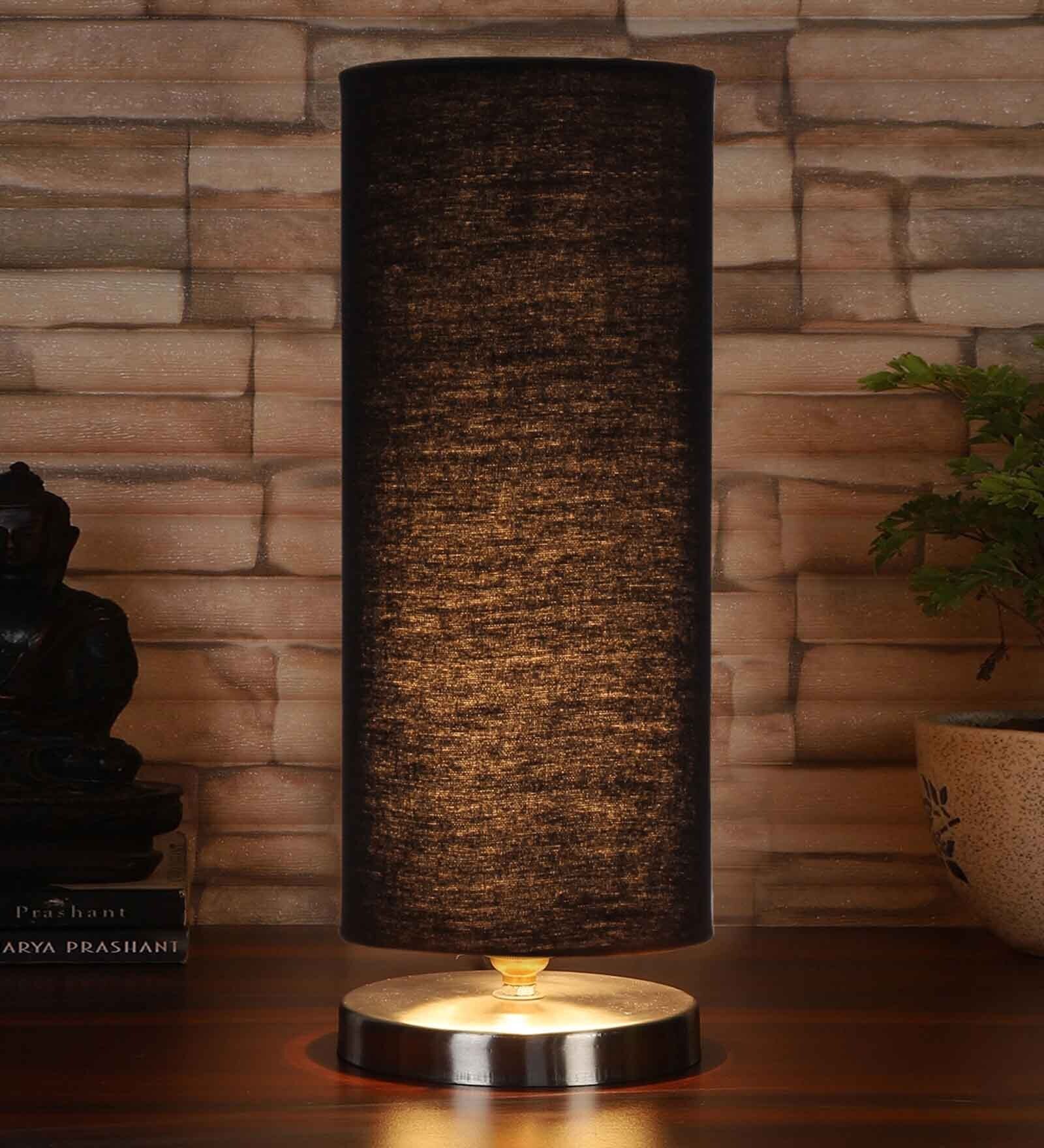 Buy Black Cotton table lamp with Steel Base at 22% OFF by New Era ...