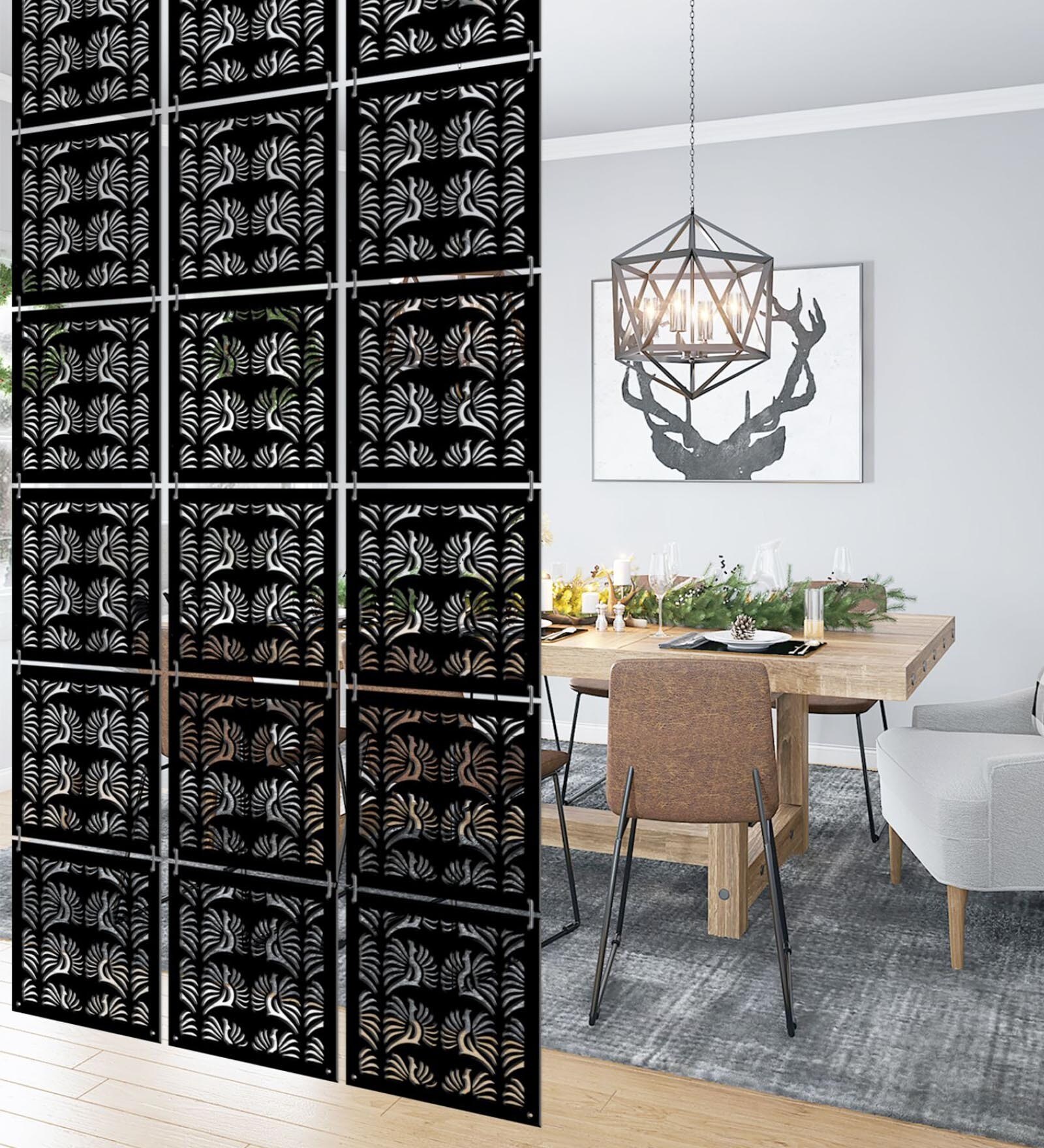 Buy Black Engineered Wood Set of 12 Blocks Hanging Screen & Dividers by ...