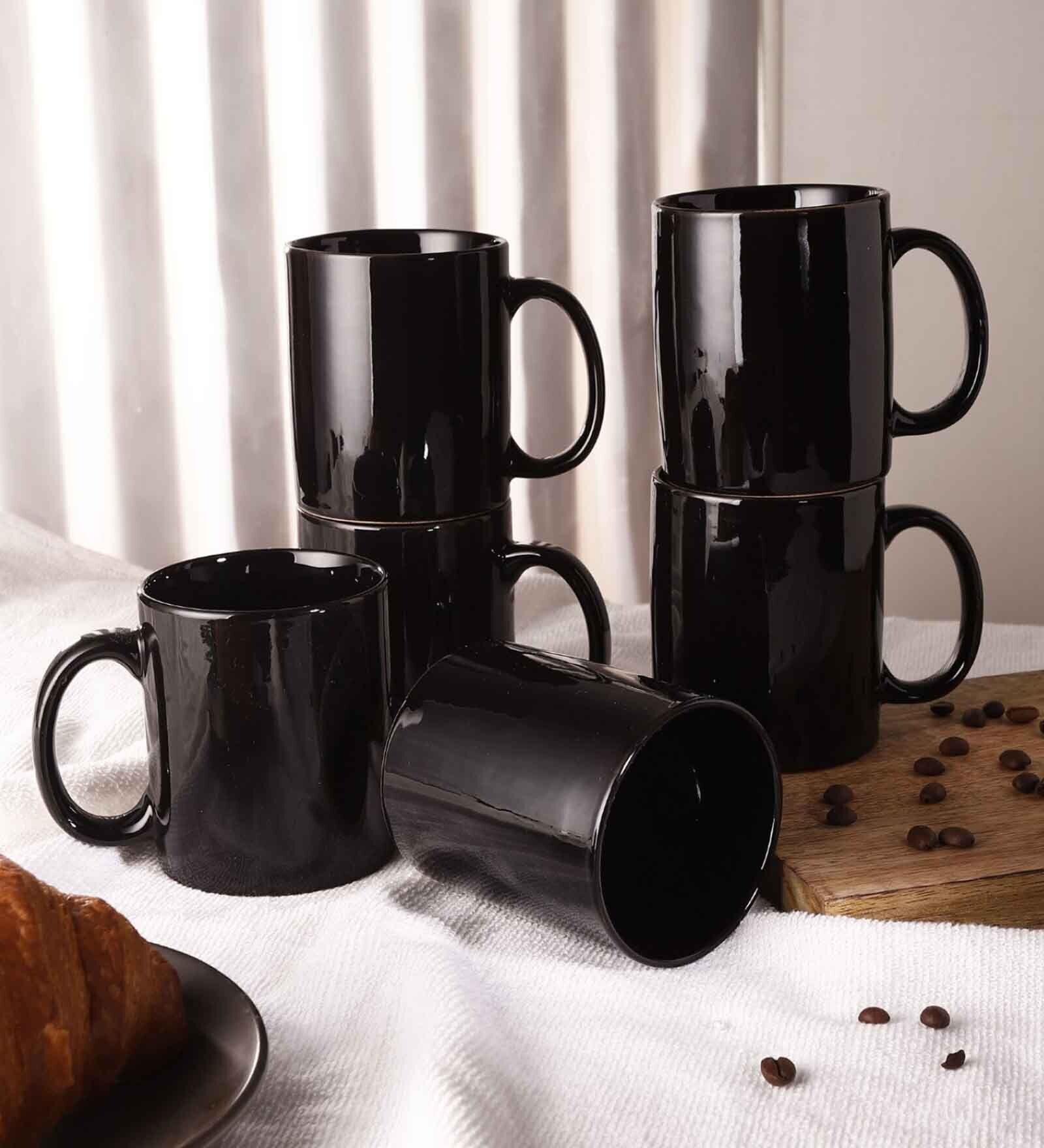 Buy Glazed 280ml Black (Set of 6) Ceramic Coffee Mug at 58% OFF by The ...