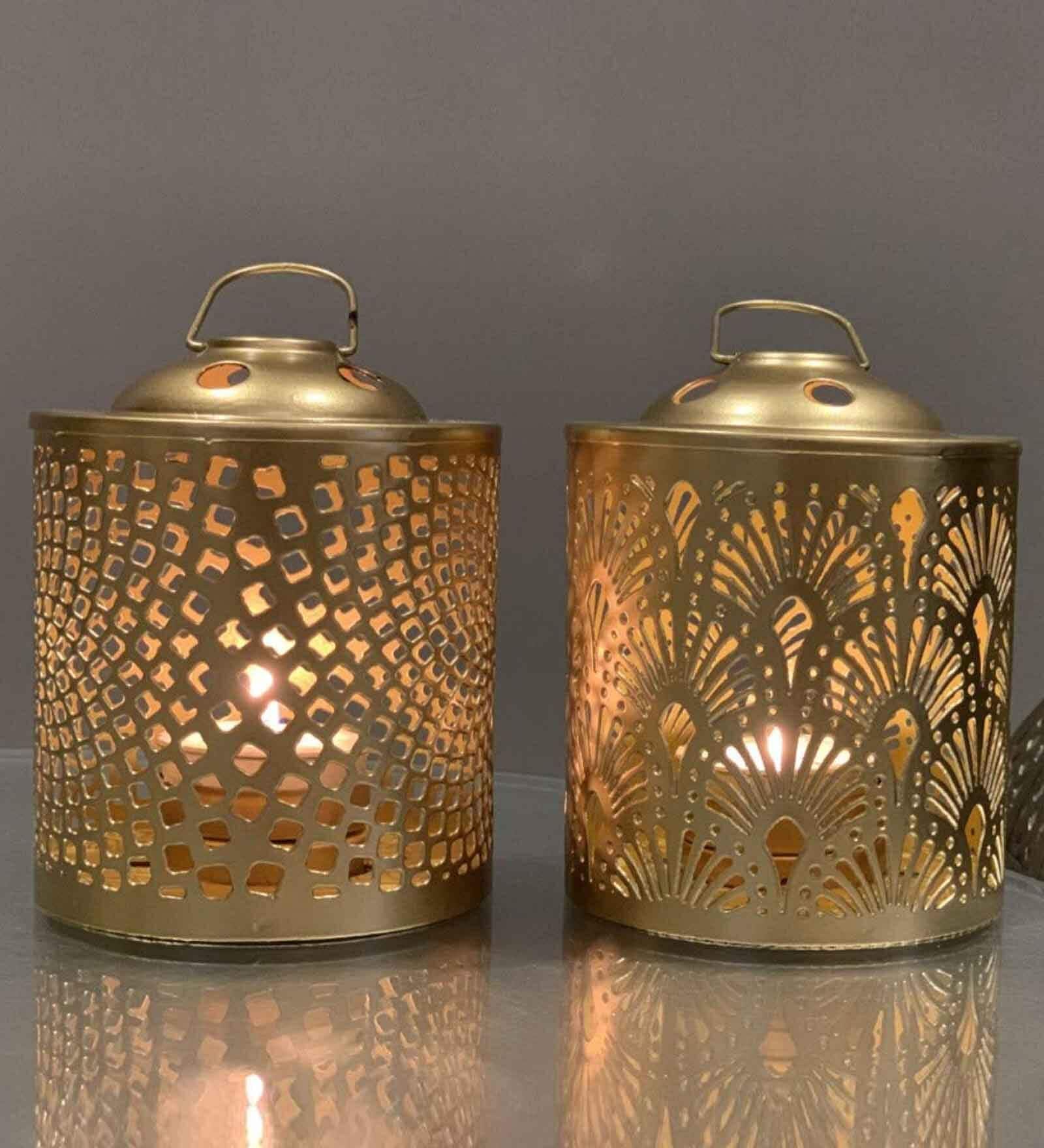 Buy Lanterns Desmond (Set Of 2) Gold Metal Hanging Tea Light Holder at ...