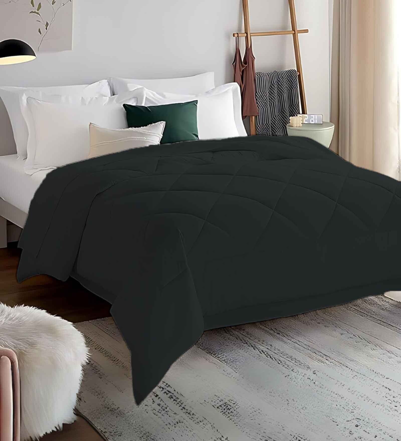 Buy Black Microfiber Solid 150 GSM Double Bed Comforter at 40% OFF by ...